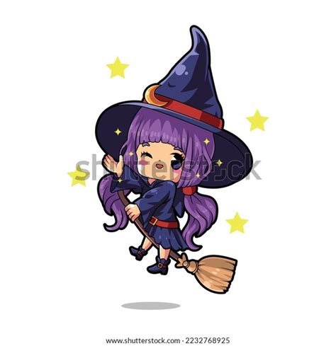 Cute Chibi Witch Happy Character Stock Vector Royalty Free 2232768925 Shutterstock