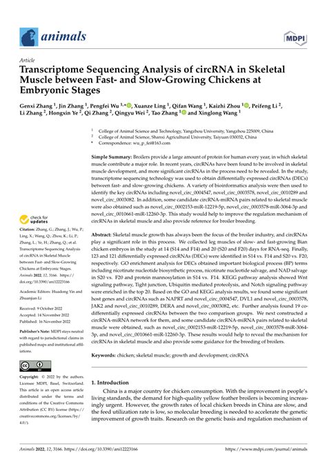 Pdf Transcriptome Sequencing Analysis Of Circrna In Skeletal Muscle Between Fast And Slow