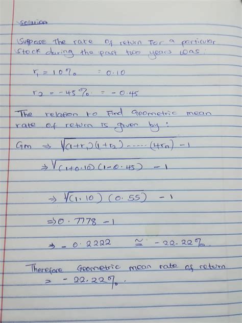 Solved Suppose The Rate Of Return For A Particular Stock During The
