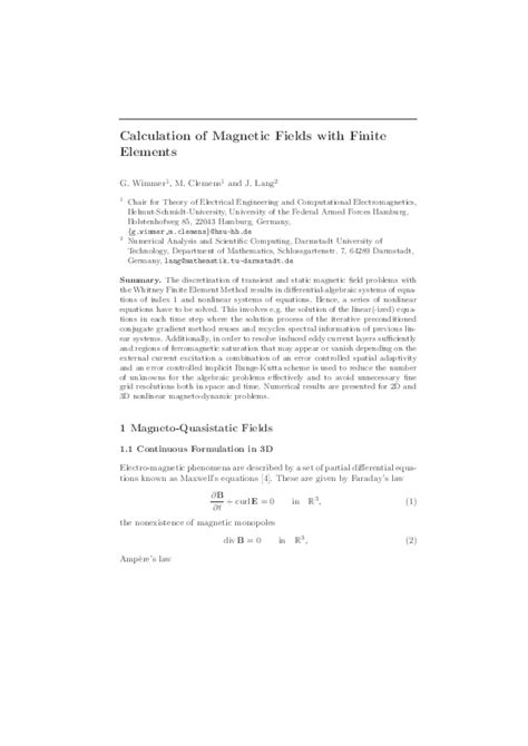 Pdf Calculation Of Magnetic Fields With Finite Elements