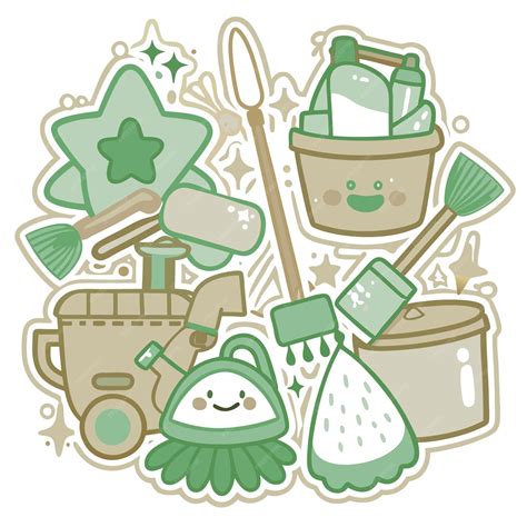 Cute Cartoon Cleaning Supplies With Happy Faces Premium Ai Generated