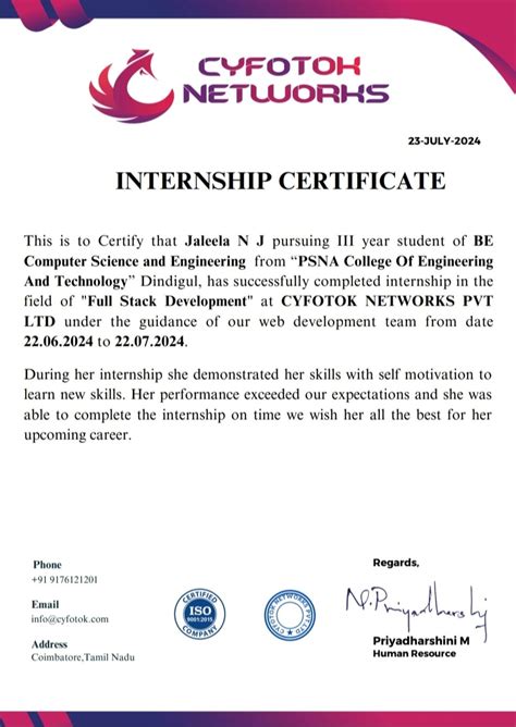 Jaleela N J On Linkedin Internshipexperience Fullstackdevelopment