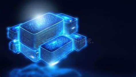 stack of glowing digital tokens illuminated in blue representing