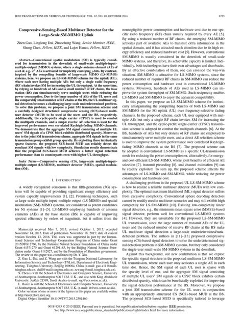 compressive sensing based multi user detector for large scale sm mimo
