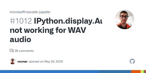 Ipythondisplayaudio Not Working For Wav Audio · Issue 1012 · Microsoftvscode Jupyter · Github