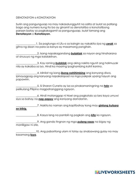 Denotasyon O Ko Free Interactive Worksheets 1876364