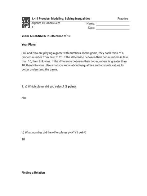 144 Practice Modeling Solving Inequalities Practice Pdf Algebra Mathematical Concepts