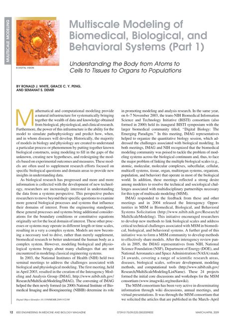 Pdf Multiscale Modeling Of Biomedical Biological And Behavioral