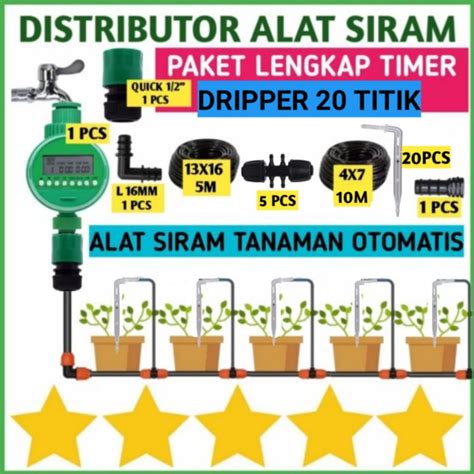Jual Paket Alat Siram Otomatis Tanaman 20 Titik Sistem Stick Drip Tetes