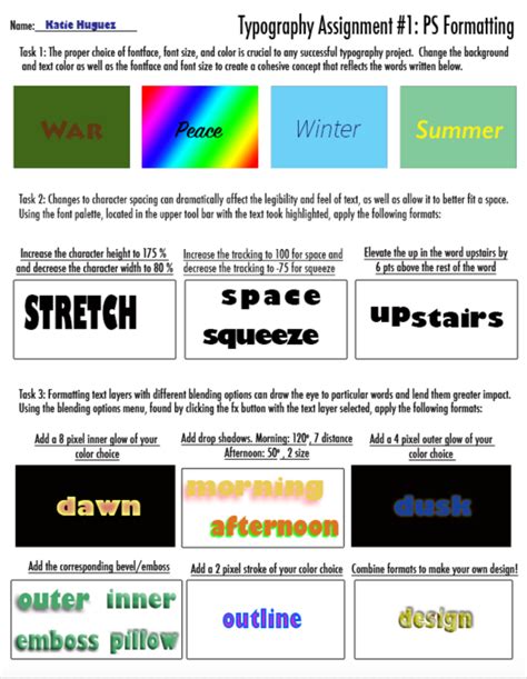 Typography Assignments 1and2 Digital Design 2017