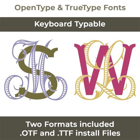 Ribbed Script Fishtail Interlocking Monogram Truetype Font Truetype Fonts Monogram Fonts
