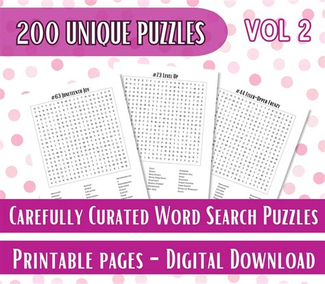 200 Word Search Printable Puzzles Instant Download