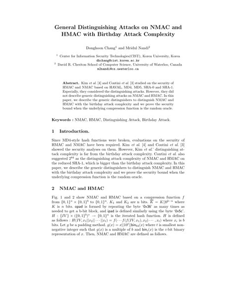 pdf general distinguishing attacks on nmac and hmac with birthday
