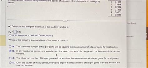 solved c compute and interpret the mean of the random