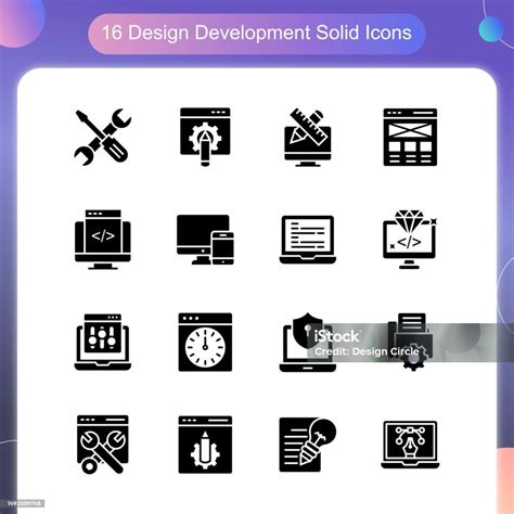 Pengembangan Desain Vector Solid Icon Set Illustration Set 01 Ilustrasi Stok Unduh Gambar
