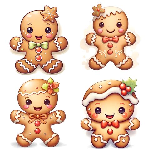 20 Cute Whimsical Gingerbread Men Clipart 20 High Quality Pgns