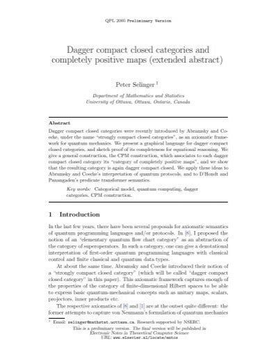 Dagger Compact Closed Categories And Completely Positive Maps