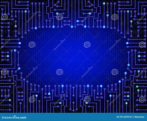 Electronic Circuit Frame On Binary Code Background High Tech Concept