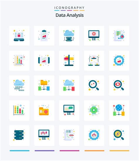 Creative Data Analysis 25 Flat Icon Pack Such As Flowchart Setting Analytics Management