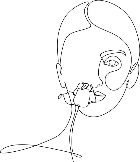 Premium Vector Abstract Face With Flowers By One Line Vector Drawing Portrait Minimalistic Style
