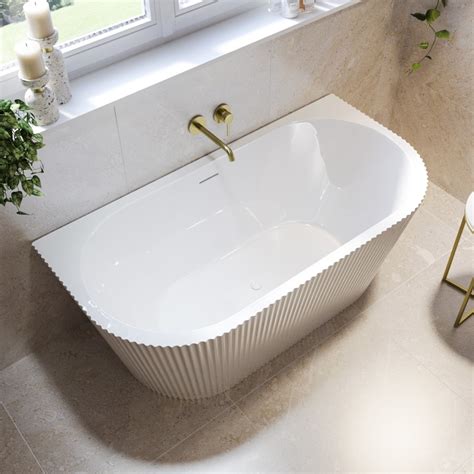 Freestanding Fluted Double Ended Back To Wall Bath 1500 X 745mm Gable