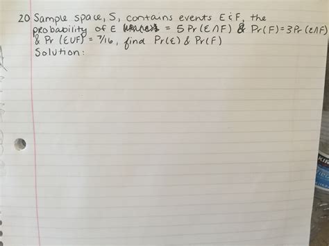 solved sample space s contains events e and f the