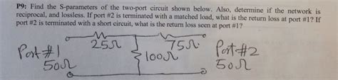solved p9 find the s parameters of the two port circuit