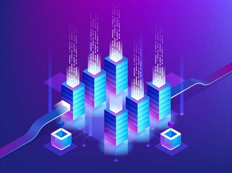 Premium Vector Server Room Rack Blockchain Technology Token Api Access Data Center Cloud