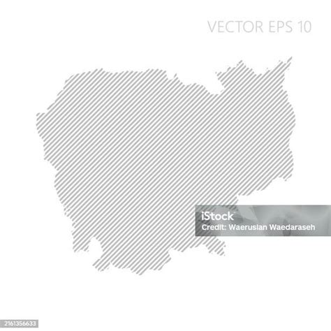 캄보디아의 줄무늬 지도입니다 벡터 추상 캄보디아지도 회색 대각선 0명에 대한 스톡 벡터 아트 및 기타 이미지 0명 공동체 관광 Istock