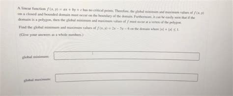 solved a linear function f x y ax by c has no cirticsl