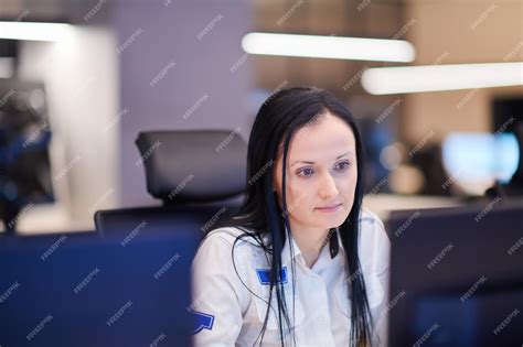 Premium Photo Female Security Operator Working In A Data System