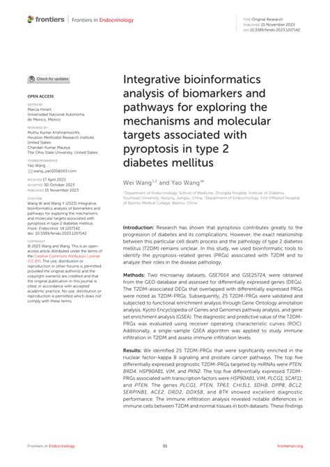 Pdf Integrative Bioinformatics Analysis Of Biomarkers And Pathways