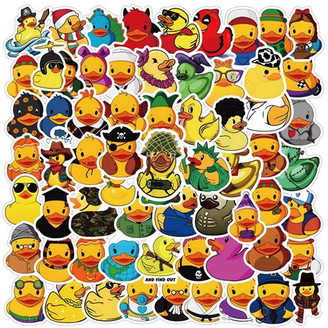 Cute Duck Stickers Vinyl Waterproof Notebook 60 Pack Colorful Game