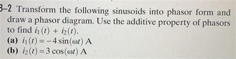 Solved Transform The Following Sinusoids Into Phasor Form