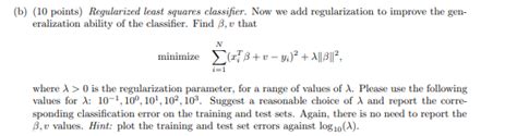 b 10 points regularized least squares classifier