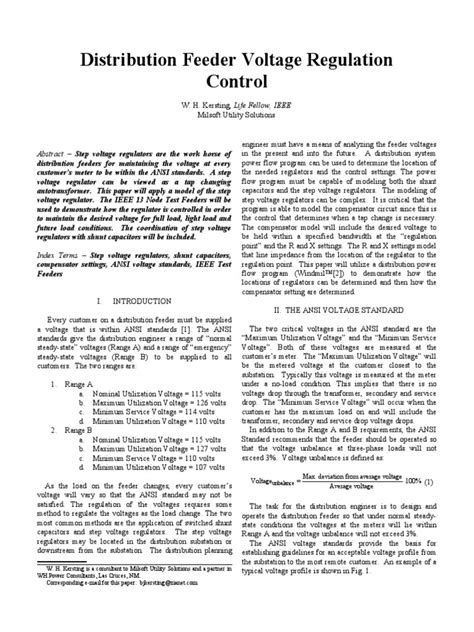 Distribution Feeder Voltage Regulation Control Abstract Step Voltage