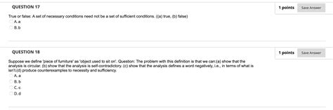 Solved QUESTION True Or False A Set Of Necessary Chegg Com