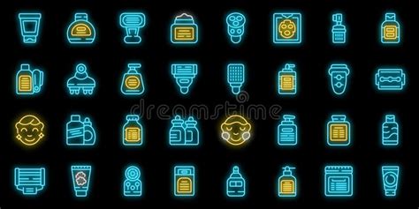 Mens Skin Care Icons Set Vector Neon Stock Vector Illustration Of Outline Character 280938674