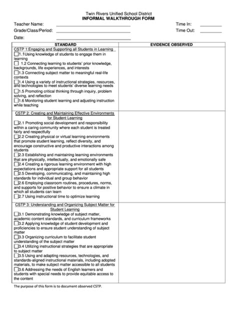 Fillable Informal Walkthrough Form Printable Pdf Download