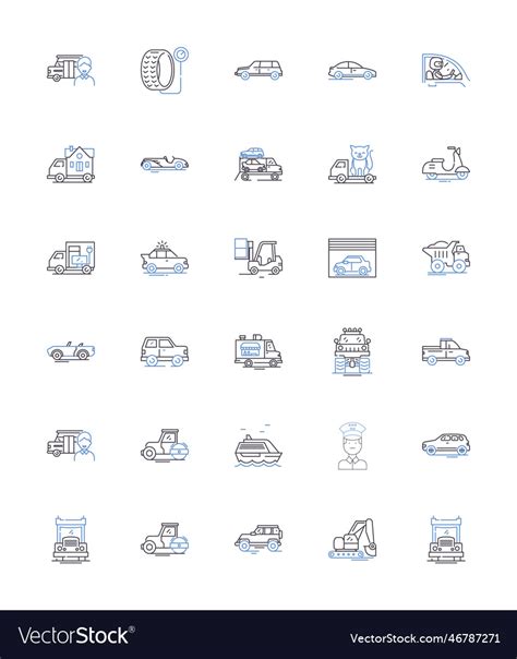 Transit Line Icons Collection Commute Subway Vector Image