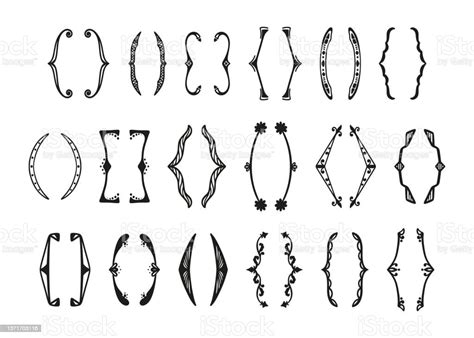 장식 괄호 의 집합 텍스트 괄호 중괄호 표지판 컬렉션 괄호 아이콘 벡터 그림입니다 괄호에 대한 스톡 벡터 아트 및 기타 이미지 괄호 개체 그룹 고풍스런 Istock