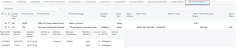 validation result tab vendor validation for acumatica user guide v1