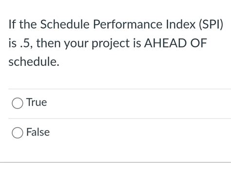 Solved If The Schedule Performance Index Spi ﻿is 5