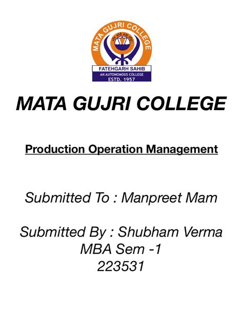 Pom Assignment Pdf Operations Management Inventory