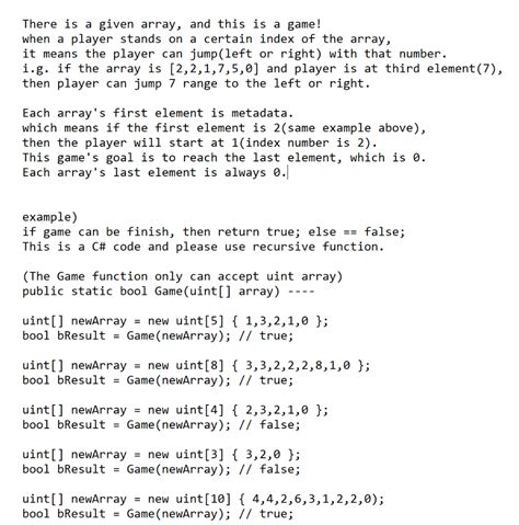 Solved There Is A Given Array And This Is A Game When A Chegg Com