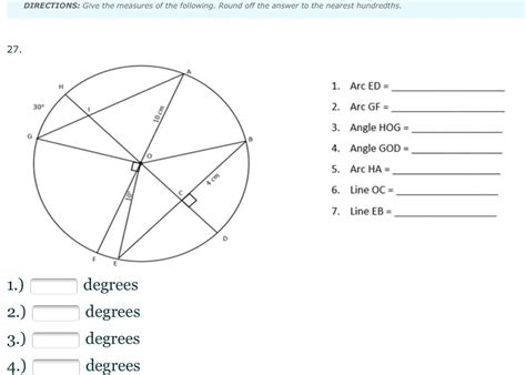 Solved DIRECTIONS Give The Measures Of The Following Round Chegg