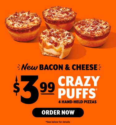 3 99 Crazy Puffs® New Bacon And Cheese 4 Hand Held Pizzas Mozzarella