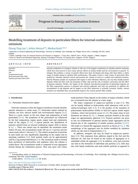 Modelling Treatment Of Deposits In Particulate Filters For Internal Combustion Emissions Pdf