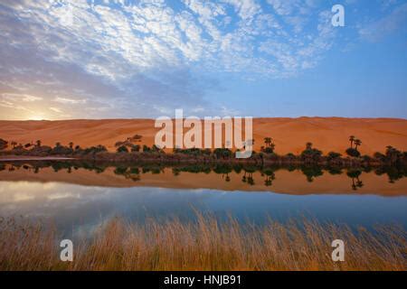Umm Al Maa Lake Ubari Lakes Oasis In The Idehan Ubari Sand Sea