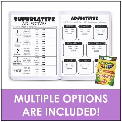 Adjectives Interactive Charts Or Notes Comparative And Superlative